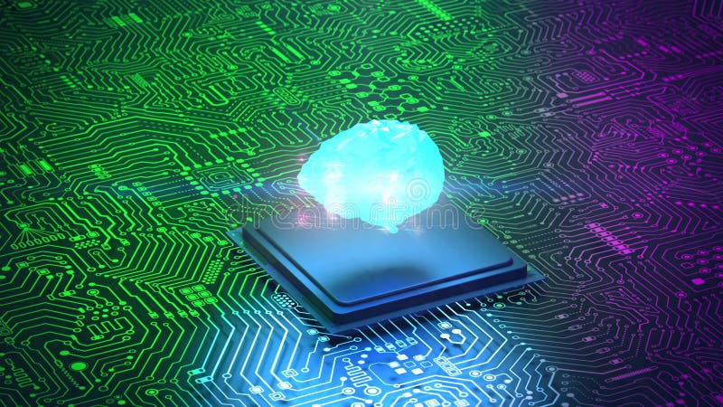 3d Rendering Artificial Intelligence Brain on Cpu Chipset with Complex ...