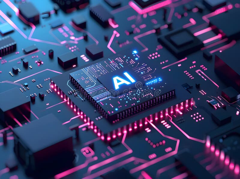 3D Rendering of an Artificial Intelligence Chip Generative AI Stock ...