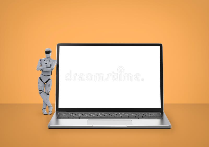 Robot with blank paper stock illustration. Illustration of blank ...