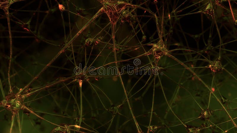 3D Rendering of Artificial Intelligence. Networks of Artificial Nerve Cells and Synapses Stock ...