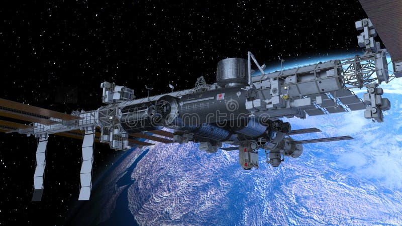 3D Rendering of the Artificial Satellite and the Earth Stock ...