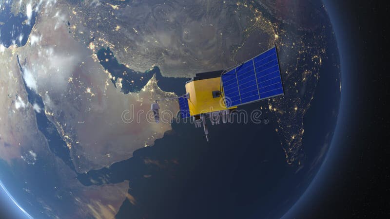3D Rendering of the Artificial Satellite and the Earth Stock Video ...