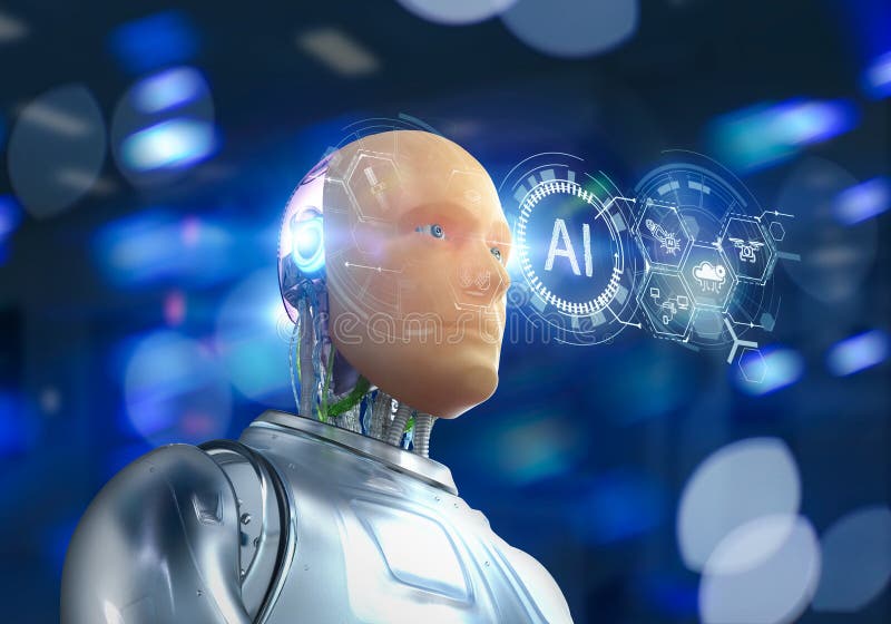 Artificial Skin or Human-like Skin Ai Robot with Digital Graphic ...