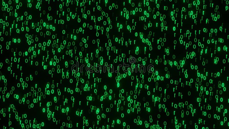 Green Glowing Binary Numbers Raining (falling) Down on Black Background Stock Video - Video of ...