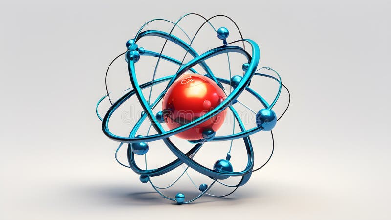 3D Rendering of an Atom Atomic Structure with Protons Neutrons and ...