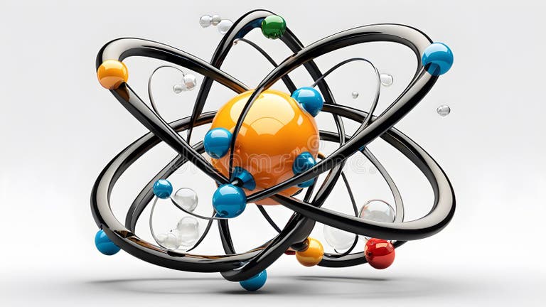 3D Rendering of an Atom Atomic Structure with Protons Neutrons and ...