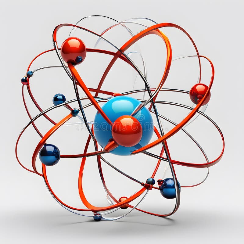 3D Rendering of an Atom Atomic Structure with Protons Neutrons and ...