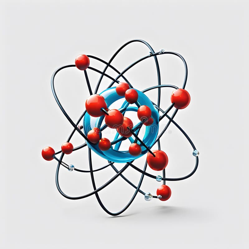 3D Rendering of an Atom Atomic Structure with Protons Neutrons and ...