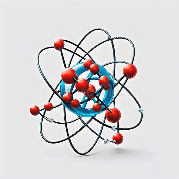 3D Rendering of an Atom Atomic Structure with Protons Neutrons and ...
