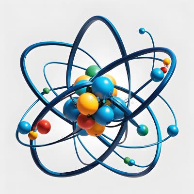 3D Rendering of an Atom Atomic Structure with Protons Neutrons and ...