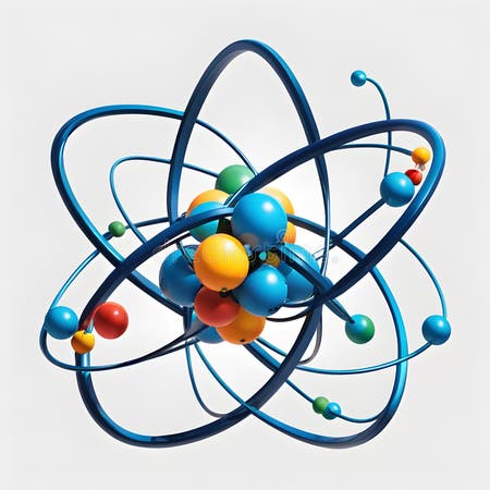 3D Rendering of an Atom Atomic Structure with Protons Neutrons and ...