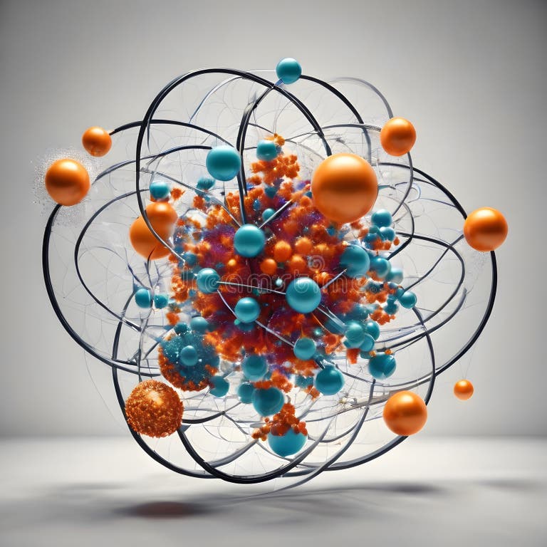 3D Rendering of an Atom Atomic Structure with Protons Neutrons and ...