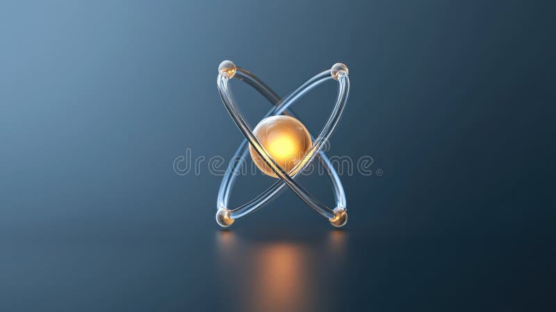 A 3D Rendering of an Atom with a Gold Sphere at Its Center. Stock ...