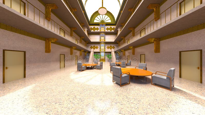 3D Rendering of the Atrium Square Stock Illustration - Illustration of ...