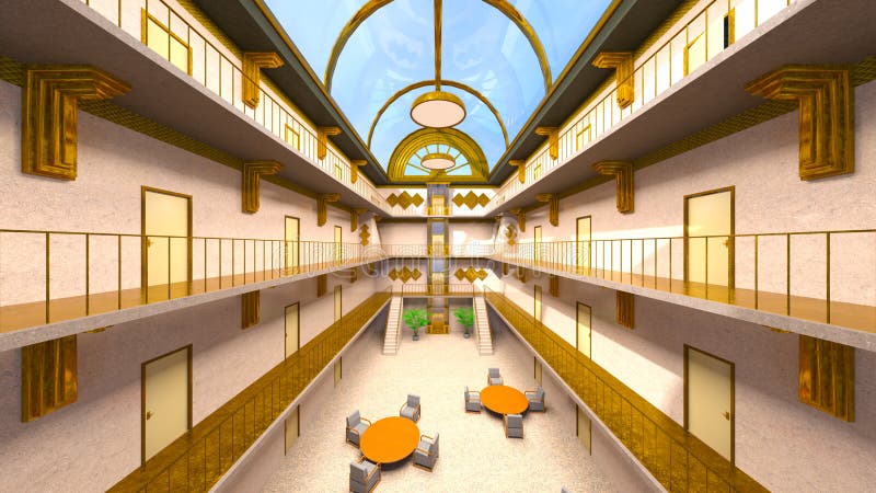 3D Rendering of the Atrium Square Stock Illustration - Illustration of ...