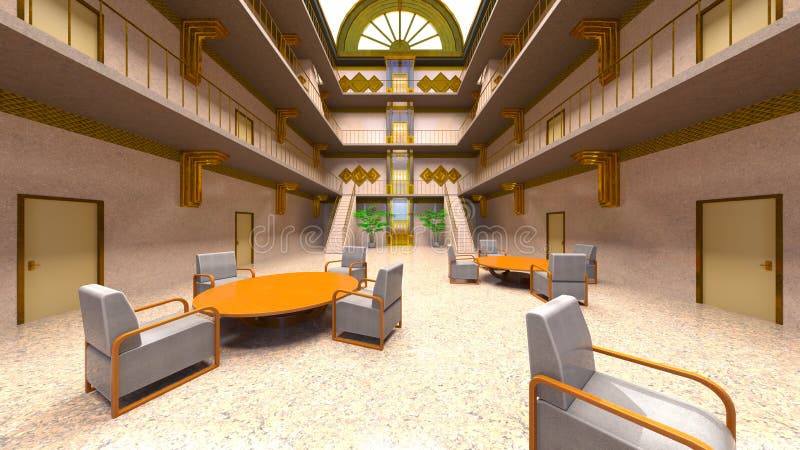 3D Rendering of the Atrium Square Stock Illustration - Illustration of ...