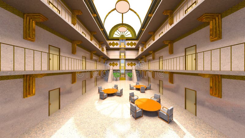 3D Rendering of the Atrium Square Stock Illustration - Illustration of ...