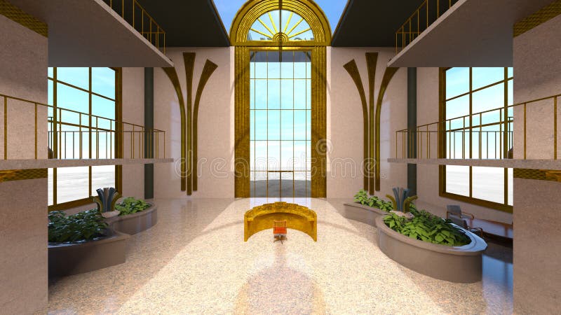 3D Rendering of the Atrium Square Stock Illustration - Illustration of ...