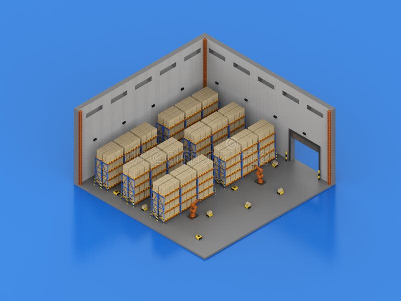 Warehouse Interior Isometric Stock Illustration - Illustration of cargo ...