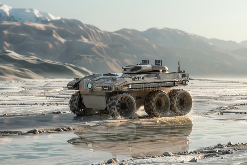 A 3D Rendering of an Autonomous Robotic Tank Navigating through a ...