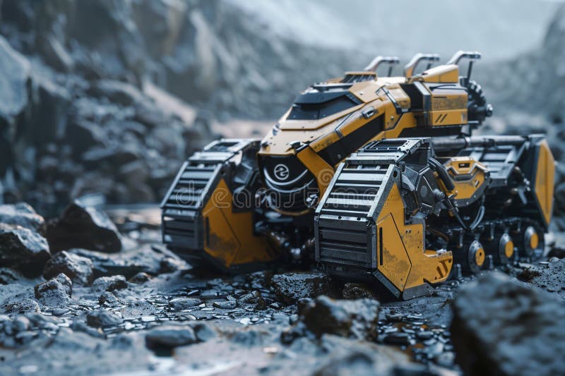 A 3D Rendering of an Autonomous Robotic Tank Navigating through a ...