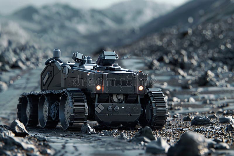 A 3D Rendering of an Autonomous Robotic Tank Navigating through a ...