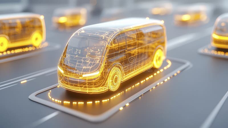 Futuristic Autonomous Vehicle on a Smart Highway Stock Illustration ...