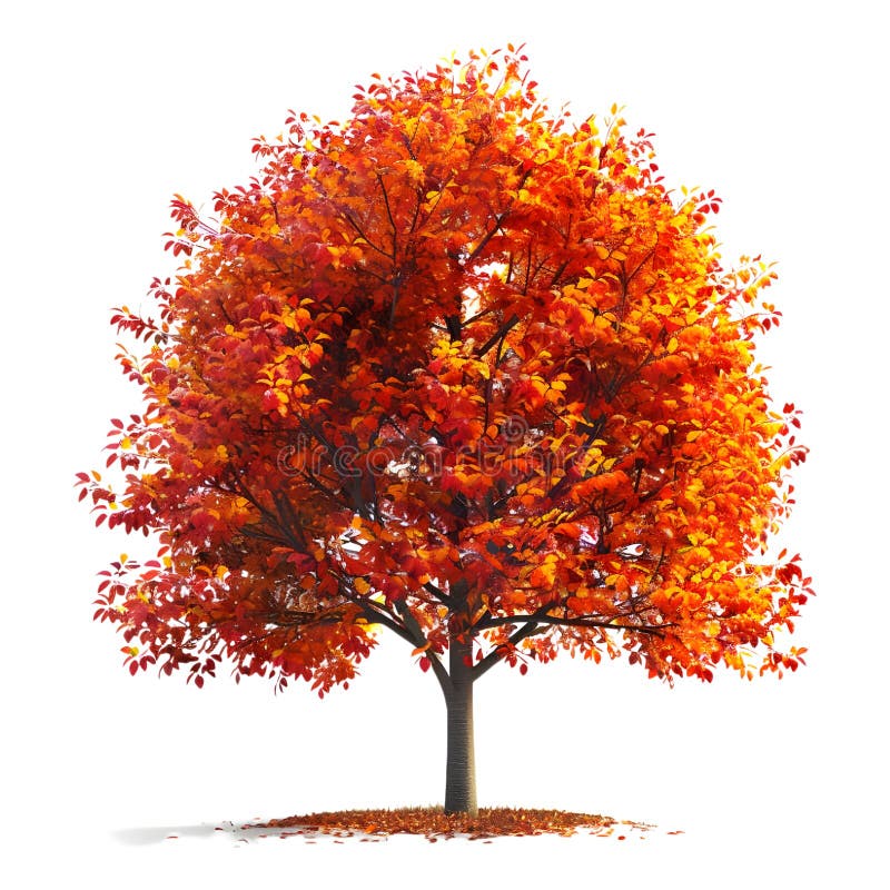3D Rendering of a Autumn Season Tree on Transparent Background - Ai ...