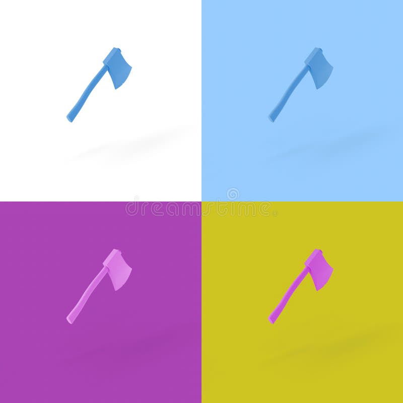 3D Rendering of Axe Instrument Isolated in Different Colors Stock ...