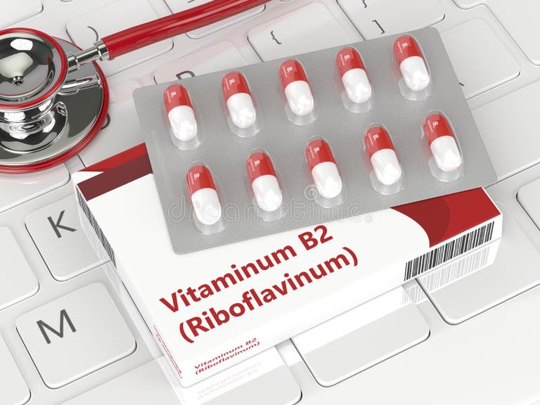 3d Rendering of B2 Vitamin Pills in Blister Pack Stock Illustration ...