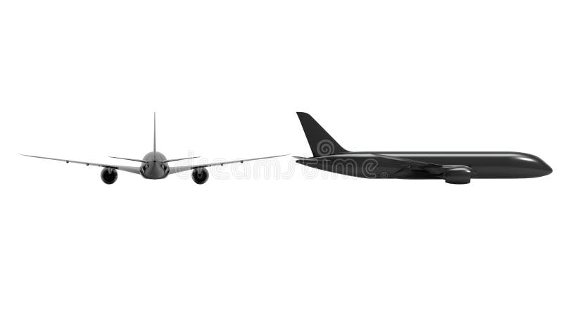 3D Rendering - Back and Side View of a Black Charter Plane Stock ...