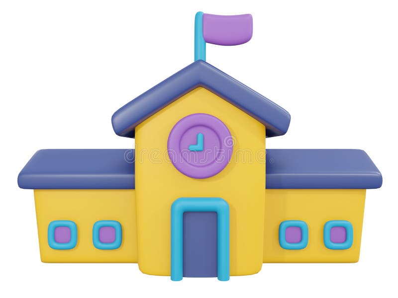 3D Rendering Back To School Elevation Building Cartoon Style. Stock ...