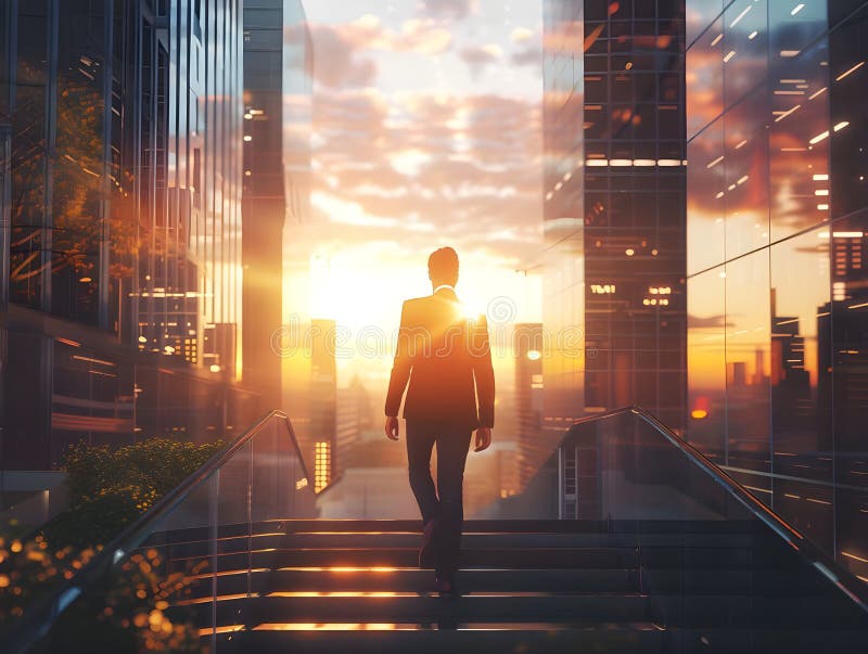 3D Rendering Back View of Young Businessman Walking Stock Illustration ...