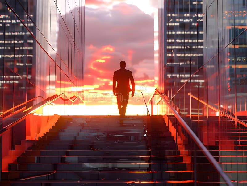 3D Rendering Back View of Young Businessman Walking Stock Illustration ...