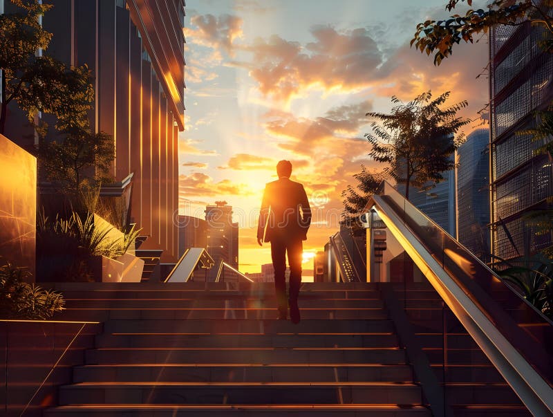 3D Rendering Back View of Young Businessman Walking Stock Illustration ...