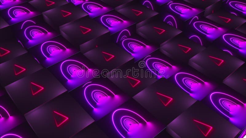 3d Rendering Backdrop of Cubes with Neon Located at Different Levels ...