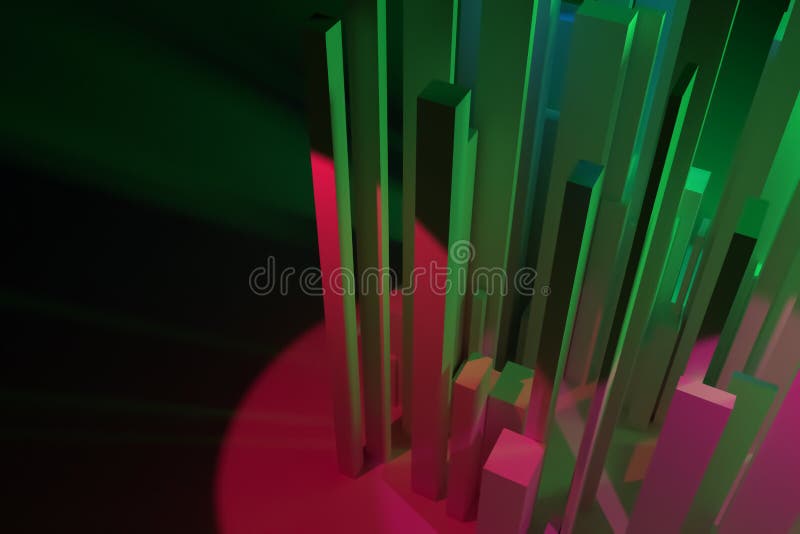 3D Rendering. Background Abstract Colorful Lighting, Pillar Block or ...