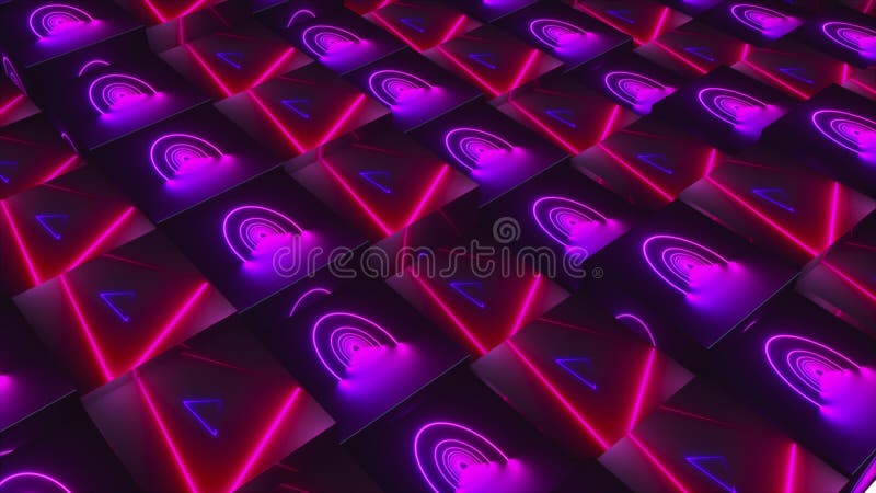 3d Rendering Backdrop of Cubes with Neon Located at Different Levels ...