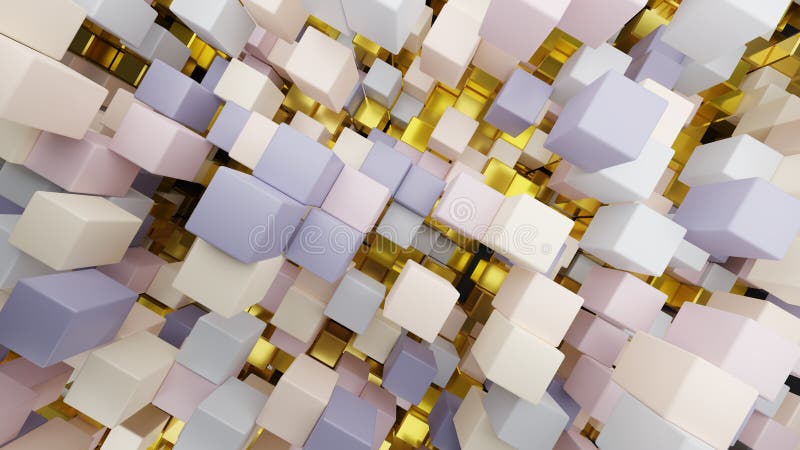 3D Rendering Background of Light-colored and Golden Random Shuffled ...