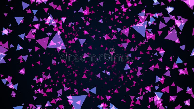 3D Rendering Background of Numerous Triangular Particles on a Black ...