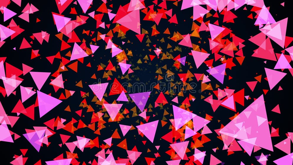 3D Rendering Background of Numerous Triangular Particles on a Black ...