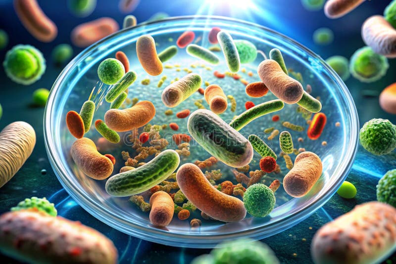 Microscopic View of Bacteria Multiplying Stock Illustration ...