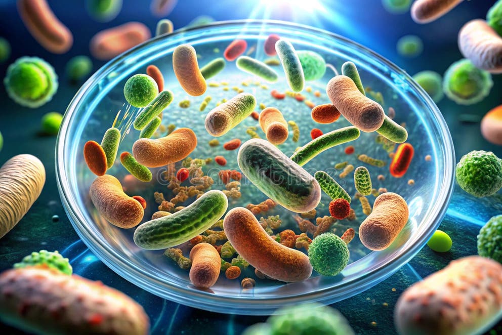 Microscopic View of Bacteria Multiplying Stock Illustration ...
