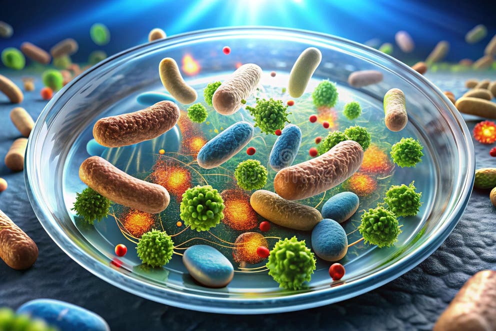 Microscopic View of Bacteria Multiplying Stock Illustration ...