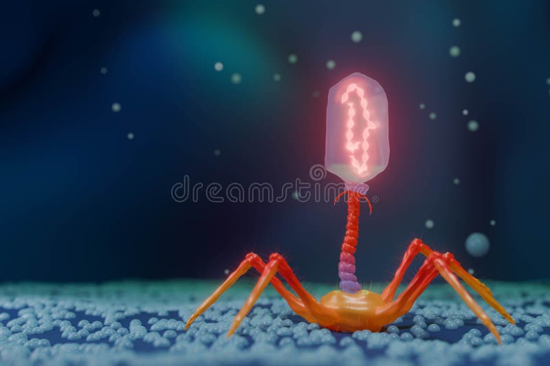 3D Rendering of Bacteriophage Virus on Bacterial Cell Stock ...