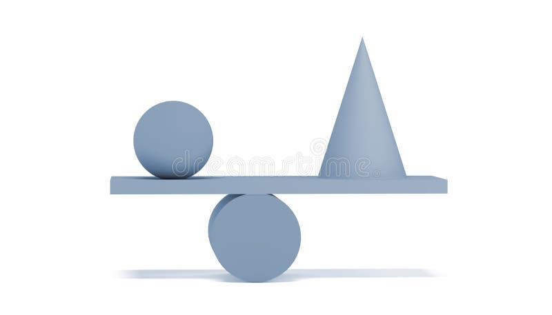 3D Rendering of the Balance of Geometric Shapes on a White Background ...