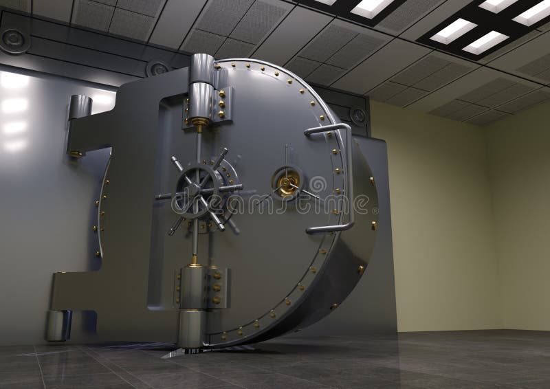 3D Rendering Banks Safe stock illustration. Illustration of steel ...