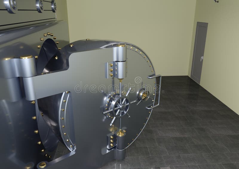 3D Rendering Banks Safe stock illustration. Illustration of steel ...