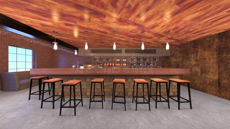 3D rendering of the bar stock illustration. Illustration of friends ...
