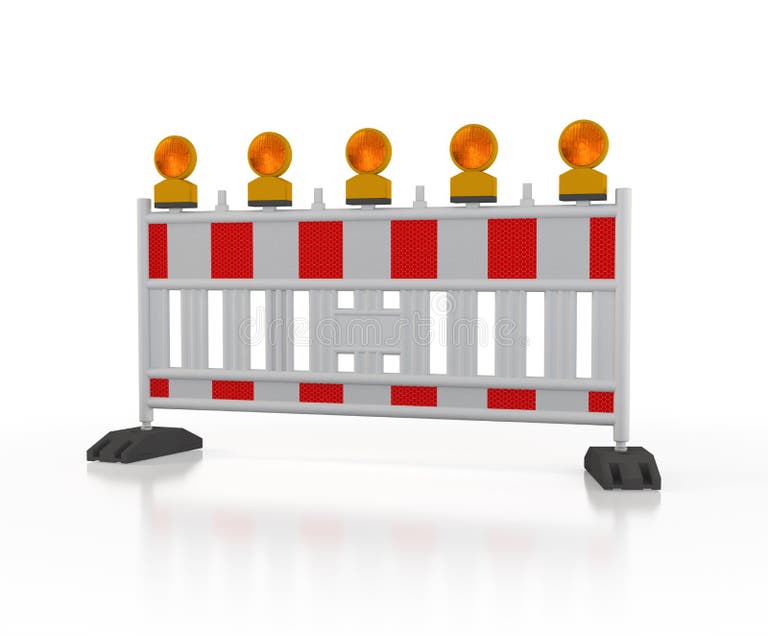 3d Rendering of a Barrier with Flashing Lights on White Background ...